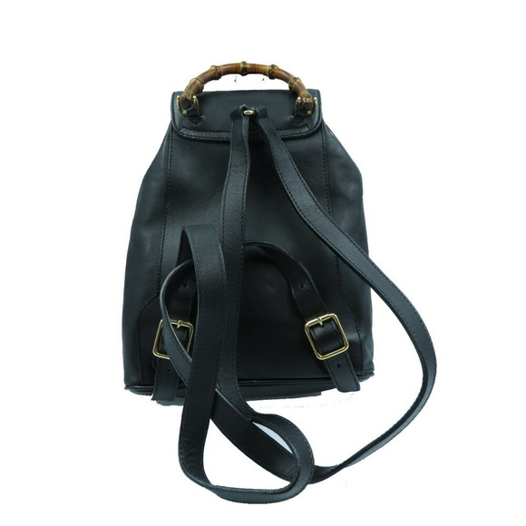 Gucci | Bags | Gucci Mini Backpack Rucksack Leather Black Bamboo | Poshmark